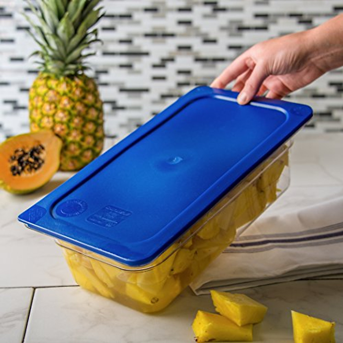 Carlisle FoodService Products 3058060 Smart Lids Third Size Polyethylene Lid, Dark Blue (Pack of 2)