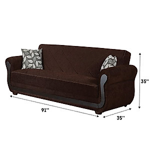 BEYAN Sunrise Collection Large Folding Sofa Sleeper Bed with Storage Space and Includes 2 Pillows, Dark Brown