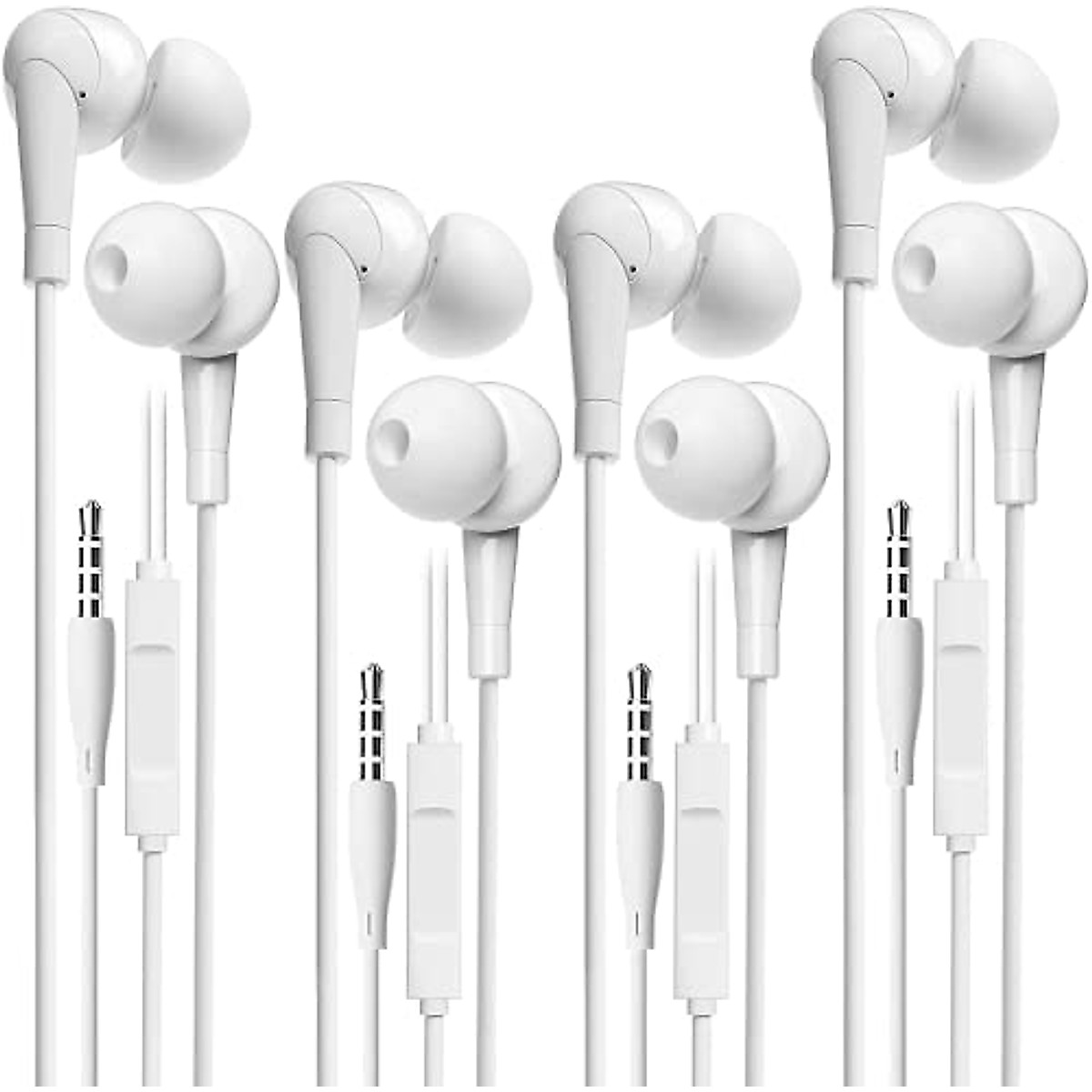 Wired Earbuds with Microphone 4 Pack, Wired Earphones with Stereo Noise Blocking, in-Ear Headphones High Sound Quality, Compatible with iPhone and Android Devices, iPod, MP3, Fits All 3.5mm Jack