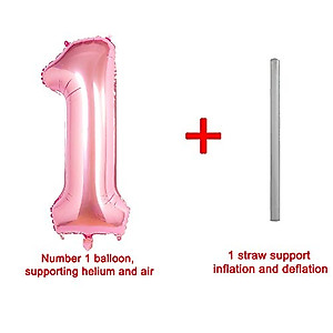 Tiffany Pink 1 Balloons,40 Inch Birthday Foil Balloon Party Decorations Supplies Helium Mylar Digital Balloons (Tiffany Pink Number 1)