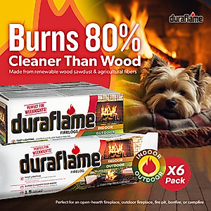 Duraflame 2.5 Pound 3 Hour Long Burn Time Indoor and Outdoor Quick Light Fire Log for Camping, Firepits, Bonfires, and Fireplaces (12 Pack)