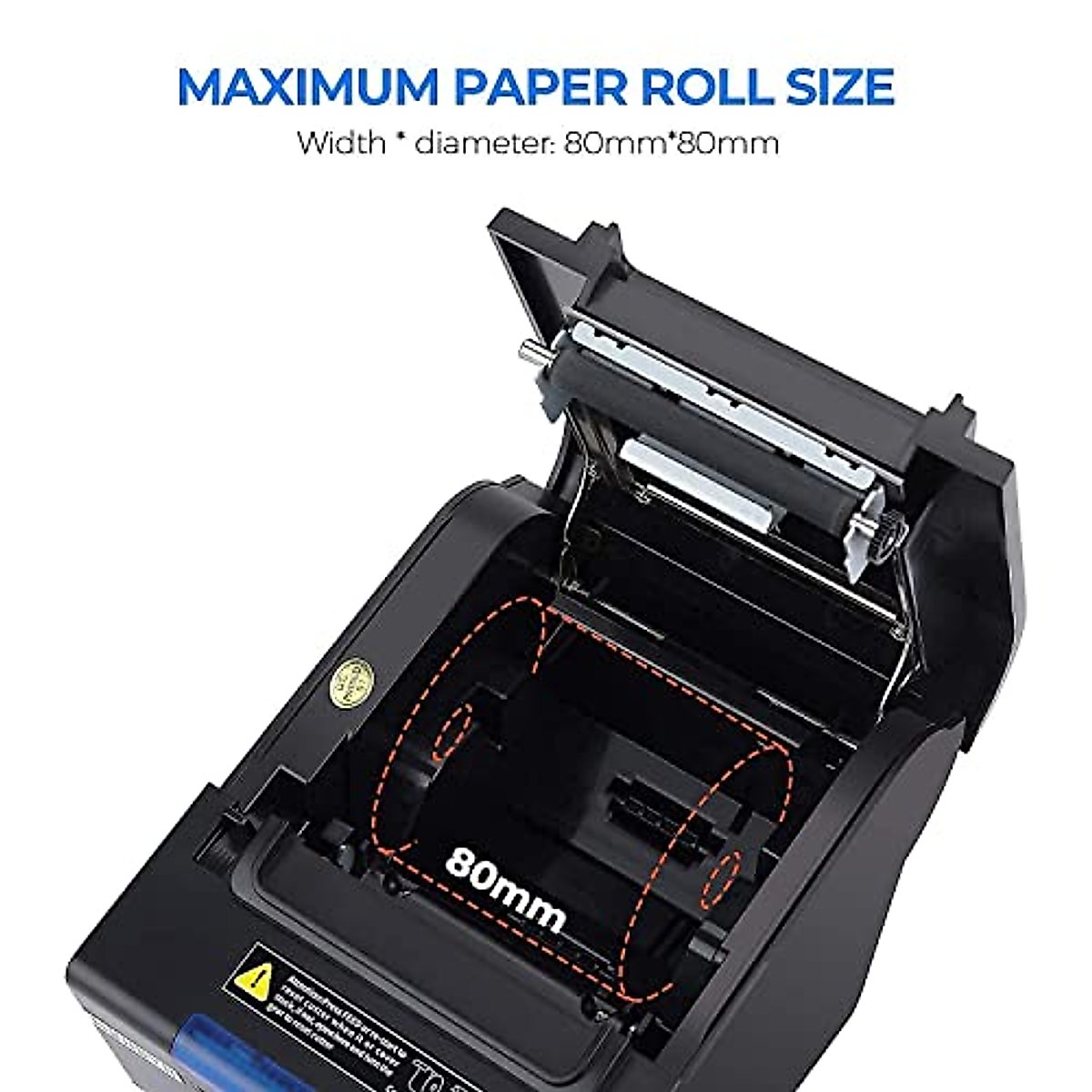 MUNBYN Receipt Printer P068, 3 1/8" 80mm Direct Thermal Printer, POS Printer with Auto Cutter - Receipt Printer with USB Serial Ethernet Windows Driver ESC/POS Support Cash Drawer