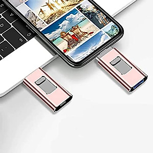 4 in 1 High Speed USB Multi Drive Flash Drive, Flash Drive for iPhone & Photo Stick for Android Phones, Photo Stick Omni for iPhone and Computer (Gold,64GB)