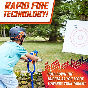 Flybar Nerf Blaster Scooter for Kids - Foldable Scooter, Height Adjustable, 2 Wheels, Anti-Slip Deck, for Boys/Girls, Rear Brake, Outdoor Toy, Shoots nerf Darts, Lightweight/Sturdy Kick Scooter