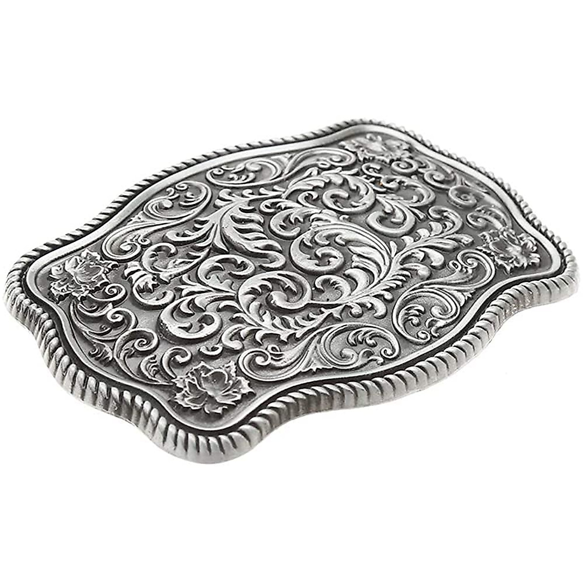QQA Native Silver Floral Belt Buckle Birthday Party Holiday Gifts Cowboy Belt Buckles for Men Women