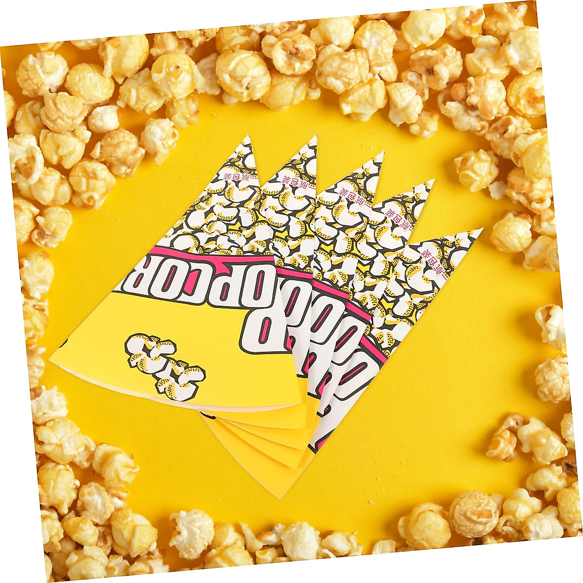 SECFOU 500 Pcs Triangle Paper Popcorn Bag Red Paper Bags Cone Popcorn Bag Cookie Containers Cardboard Popcorn Boxes Popcorn Food Bags Pink Paper Bags Food Cone Open Top Popcorn Bucket