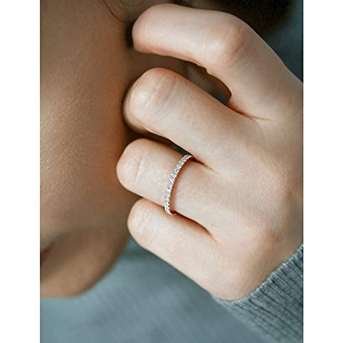 Kobelli Diamond Semi Eternity 3/8 Carat TW Gold Band - rose-gold / 8.5