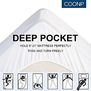 King Mattress Topper, Extra Thick Pillowtop, Cooling Plush Mattress Pad Cover 400TC Cotton Top Protector with 8-21 Inch Deep Pocket 3D Snow Down Alternative Fill