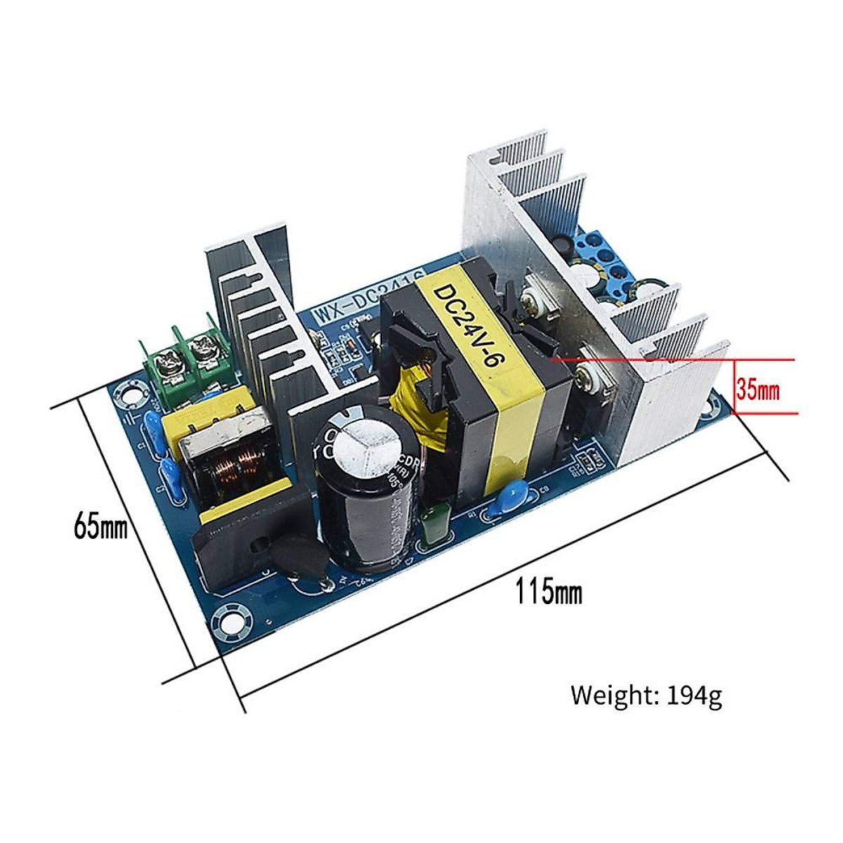 Dasiter AC-DC Buck Converter AC 100-240V to DC 24V 6A Step-Down Converter Module 150W Isolation Switching Power Supply Module SMPS Power Converter (24V 6A 150W)