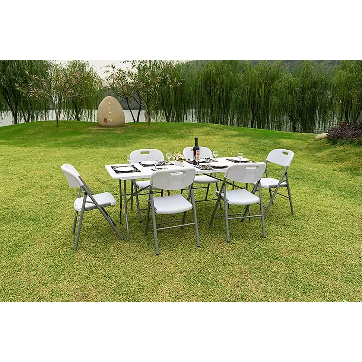 CaliGreen Tools Portable Utility Camping Folding Table, 6 Feet,White