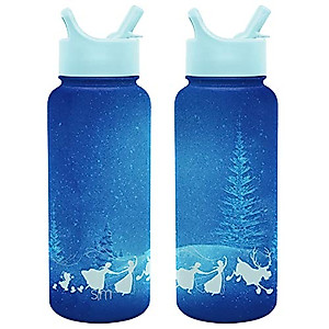 Simple Modern Disney Water Bottle with Straw Lid Vacuum Insulated Stainless Steel Metal Thermos | Reusable Leak Proof Flask for Gym, Travel, Sports | Summit Collection | 32oz Frozen Snowy Enchantment
