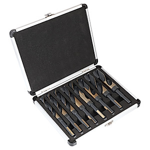 COMOWARE Reduced Shank Drill Bit Set- 1/2” Silver and Deming Large Drill Bit, 8 pcs HSS M2 Black and Gold Oxide Finish, 135 Degree Split Point, Ideal for Smooth Drilling, with Storage case