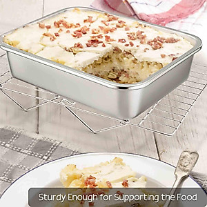 TeamFar Cooling Rack, 3 Tier 15’’ × 10’’ Oven/Dishwasher Safe Stainless Steel Baking Roasting Rack for Cookies Cake Pies Bread, Collapsible & Foldable, Healthy & Non Toxic