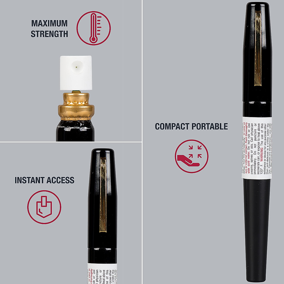 SABRE Pepper Spray Pen, 15 Bursts, 8-Foot (2-Meters) Range, UV Marking Dye, Cone Spray Pattern, Clips to Pockets For Instant Access