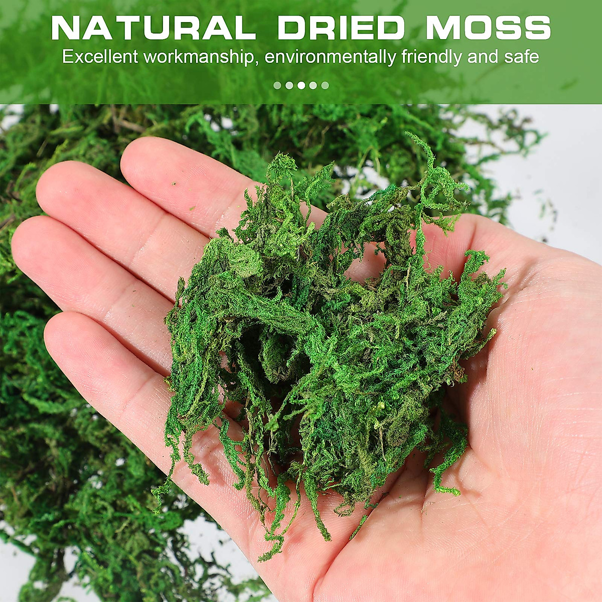 Veemoon 3 Packs of Artificial Moss Dried Moss Fake Lichen Plants for Home Fairy Garden Patio Decoration- Dark Green 60g/ Pack