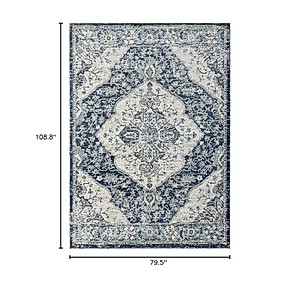 LUXE WEAVERS Euston Collection 8061 Blue 6x9 Modern Oriental Area Rug