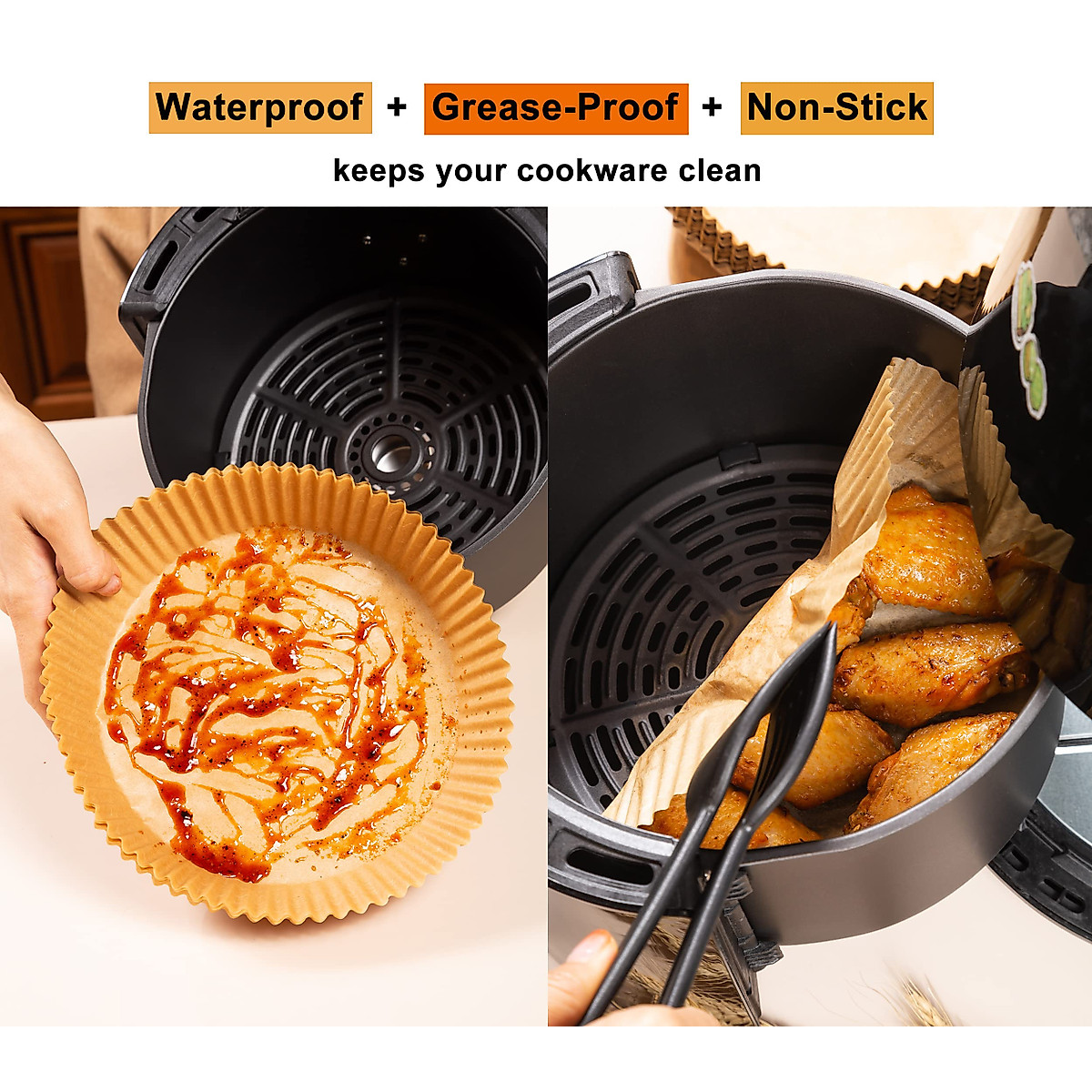 MadMedic Air Fryer Liners Disposable 6 in 8 in 9 in Air Fryer Paper Liner 7.9 Inch Rounded Nonstick Parchment Paper Oil Proof Air Fryer Paper Liners for 4Qt to 8 Qt Ninja Air Fryer AF101 AF150 AF161