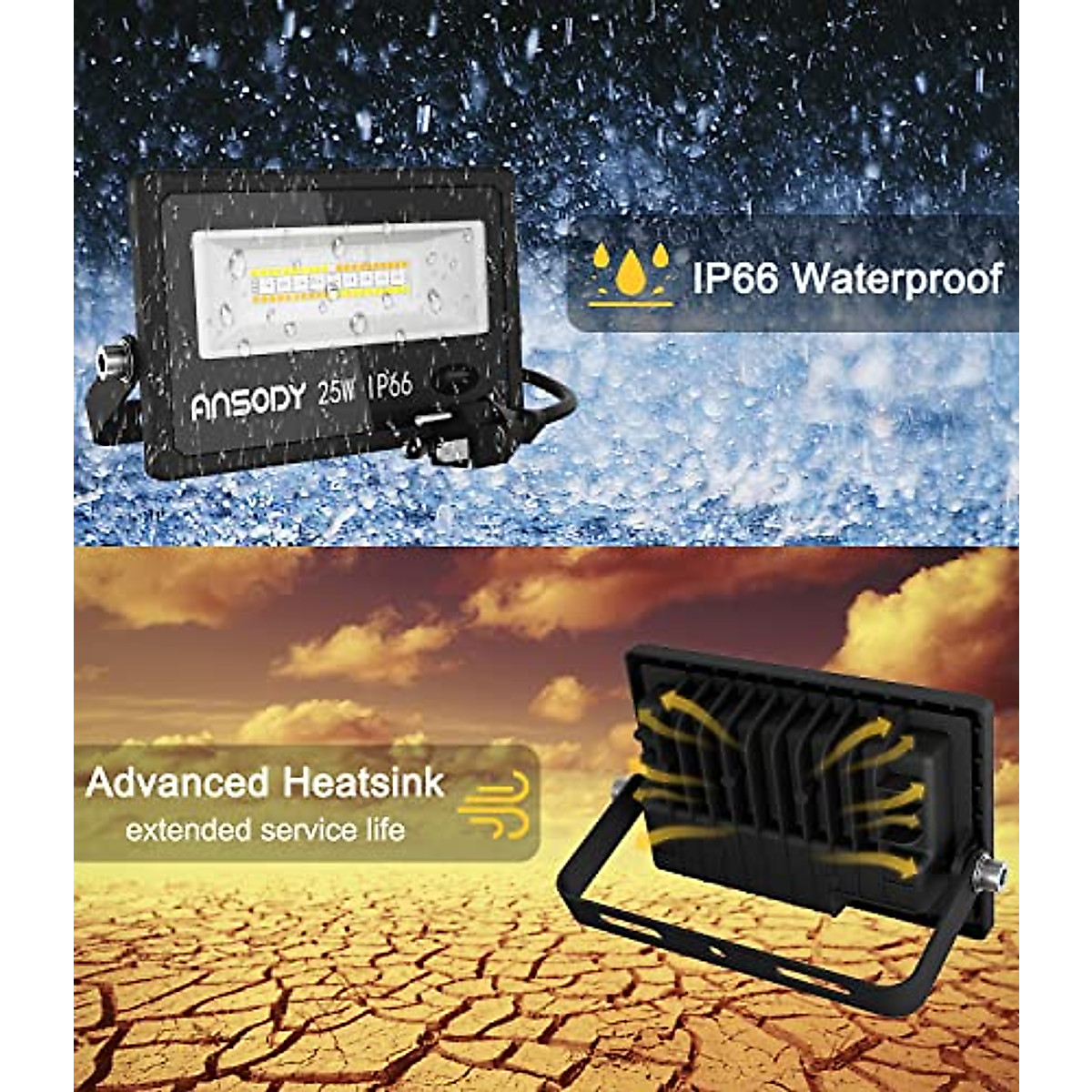 Smart Outdoor LED Flood Light,RGBW Landscape Light Stage Light Controled by APP/Alexa/Google Home,5000K 200W Equivalent IP66 Waterproof Timing Dimmable,Suit for Garden Party Halloween,2 Pack