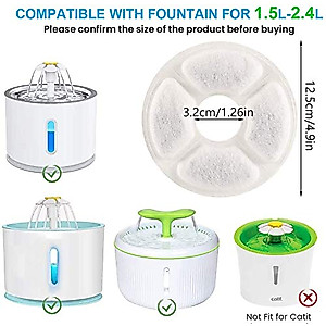 TUOWS Pet Fountain Filters Replacement Cat Water Fountain Filter Activated Carbon Filter for Automatic Water Dispenser Dog Drinking Fountain (16 Pack)