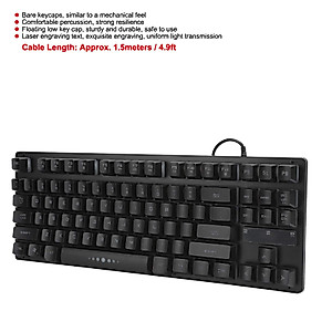 Limouyin 87Key Wired Gaming Keyboard with Crater Architecture, Portable Durable Keyboard Gaming Mechanical Ergonomic Computer Supplies GK10 LED Backlight for Desktop Laptop Universal Type, Black