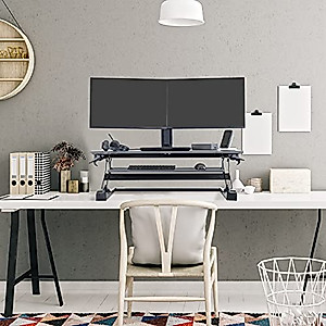 Ergotron – WorkFit-TL Standing Desk Converter, Dual Monitor Sit Stand Desk Riser for Tabletops – 37.5 Inch Width, Black