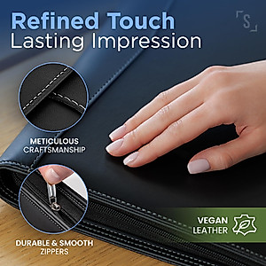 STYLIO Zippered Padfolio Portfolio Binder, Faux Leather Organizer. Interview Resume Document Holder. Organizer for iPad/Tablet (up to 10.5"), Phone & Business Cards. Data Case w/ Letter-Sized Notepad