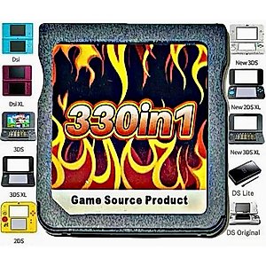 SDHC 330 in 1 All in one Game Card Plug and Play Cartridge Compatible with DS DSI 2DS 3DS DSIXL New 2DSXL New 3DSXL User Friendly