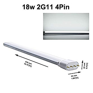 JQslight 2G11 4 Pin Base LED Light Bulb, 2G11 LED Plug and Play 2G11 LED Tube 36W CFL/Compact Fluorescent Lighting Garages Light Horizontal Plug for Workshop, Recessed Cans, Daylight 6000K