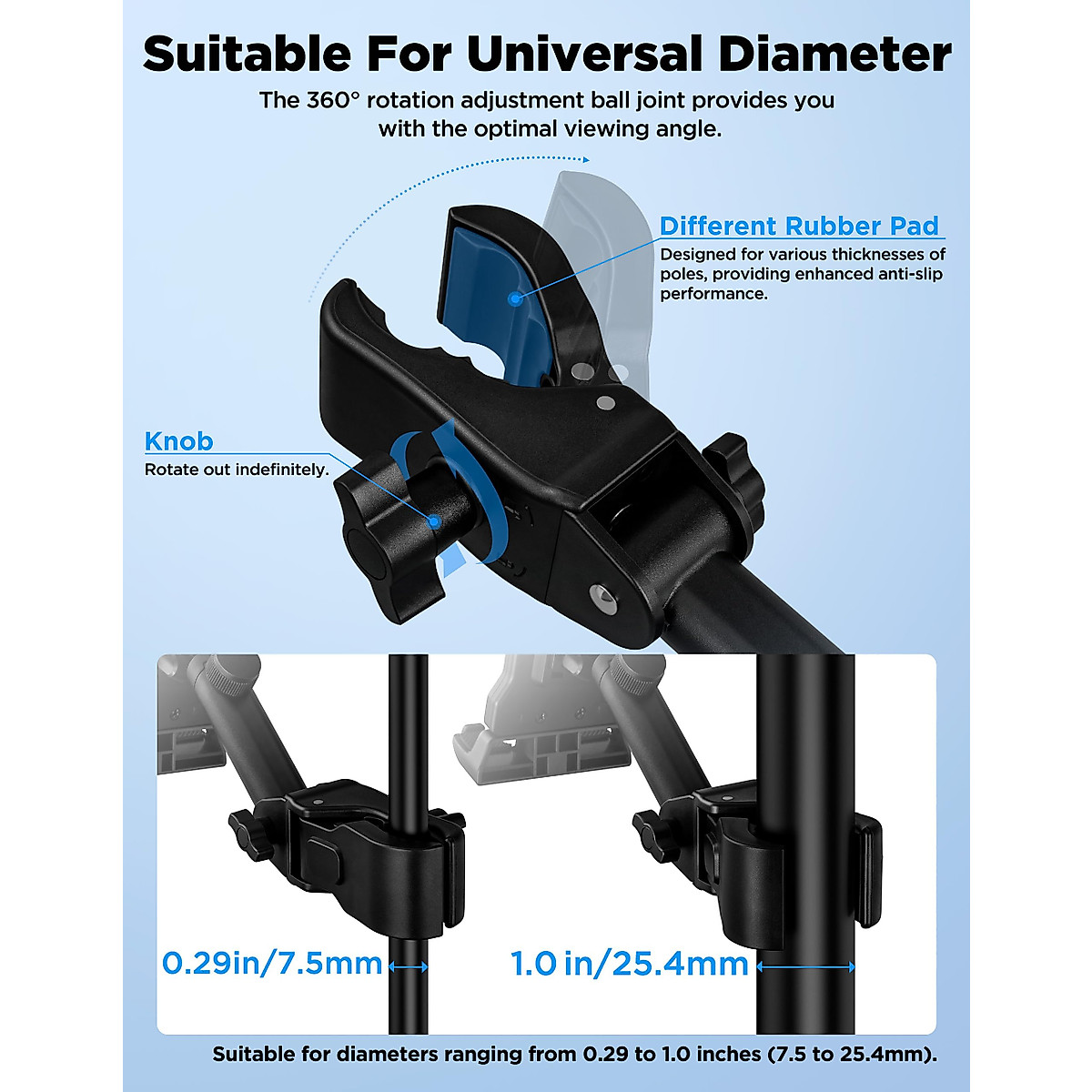 LZSIG Updated Tablet Mount Holder for Mic Stand, Adjustable Microphone Music Stand iPad iPhone Holder Stand, Compatible with Kindle, Android, All 4.7 to 13.5-inch Tablets & Smartphones (L)