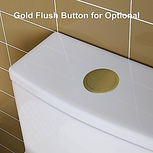 HOROW T0338WG One Piece Toilet with Gold Button, Elongated Toilet with Comfort Seat Height, ADA Chair Height 17.3", Dual Flush 0.8/1.28 GPF & MAP 1000g, Standard White Toilet Bowl, Gold Tank Button