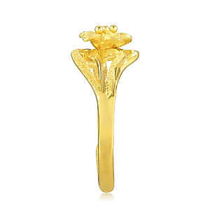 CHOW SANG SANG 999.9 24K Gold Price-by-Weight 3.36g Gold Floral Ring for Women and Wedding Occasion 48949R | Size: Adjustable
