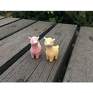 HoneyToys 2pcs Resin Mini Alpacas, Miniature Figurines, Fairy Garden Accessories, Fairy Garden Supplies, Fairy Garden Animals for Fairy Garden, Plant Pots, Bonsai Craft Decor