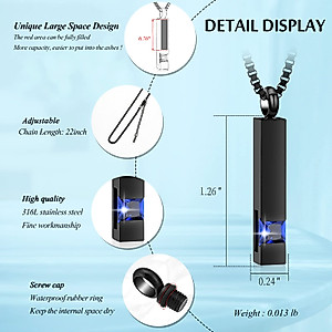XSMZB Crystal Cremation Urn Jewelry Cube Memorial Ashes Necklace Pendant Keepsake- Black Birthstone Series(Customize)