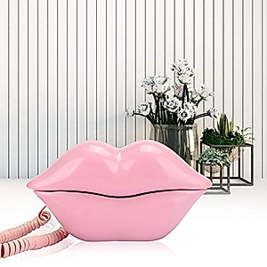 Hilitand Lips Shape Telephone, Desktop Landline Phone Antique European Style Telephone for Home/Hotel/Office Ideal Gift ()