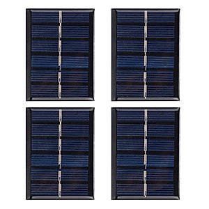 Solar Panel, 4Pcs 3V 0.3W Polycrystalline Silicon DIY Safety Solar Power Charging Panel with Cable, Intelligent Stabilized Voltage Control, 65x48mm