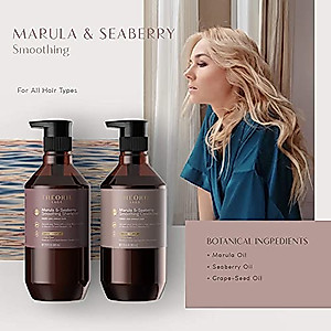 Theorie Marula and Seaberry Smoothing Conditioner - Smooth & Tame - Sulfate Free - Suited for Frizzy & Unruly Hair - Protects Color and Keratin Treated Hair, Pump Bottle 400mL