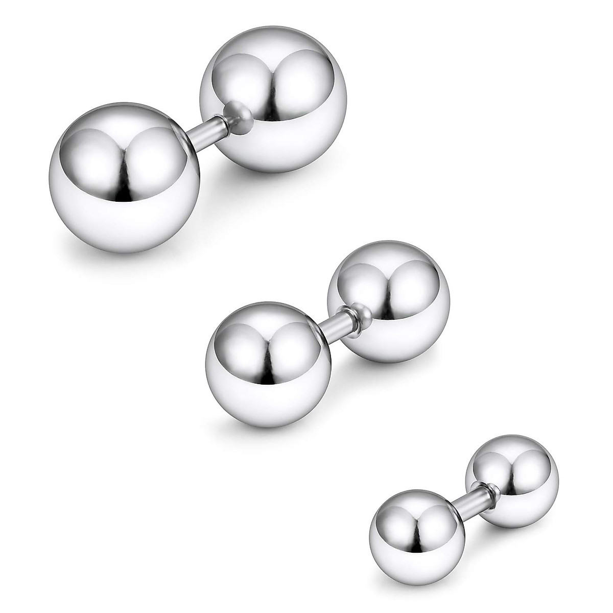 Yaalozei 12G Big Piercing Balls PA Ring Piercing Jewelry 316L Surgical Stainless Steel Externally Threaded Straight bar Barbell Tragus Helix Ring Cartilage Lobe Earring piercing Jewelry Women Men 6mm