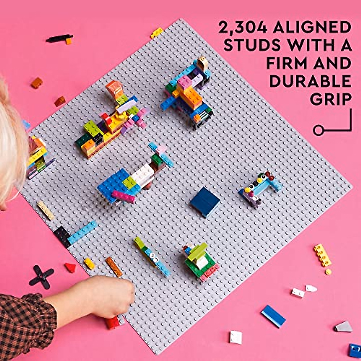 LEGO Classic Gray Baseplate Square 48x48 Stud Foundation to Build, Play, and Display Brick Creations, Great for City Streets, Castle, and Mountain Scenes, 11024