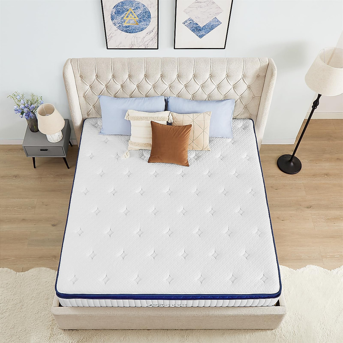 Zeelovtress 12 Inch California King Mattress, Cool Gel Memory Foam Hybrid Mattress in a Box, with Medium Firm Pocketed Coils for Motion Isolation and Pain Pressure Relief