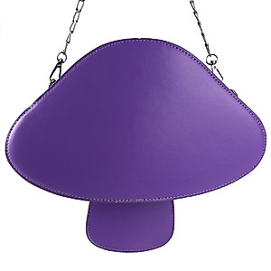 QiMing Mushroom Shoulder Purses,PU Lovely Botany CrossBody Bag for Girl Women(Purple)