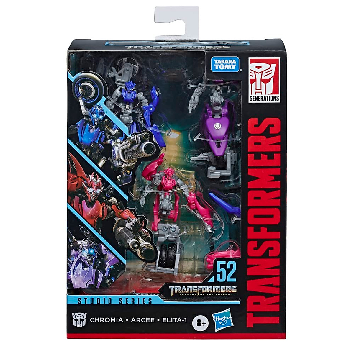 Transformers Toys Studio Series 52 Deluxe Revenge of The Fallen Movie Arcee Chromia Elita-1 Action Figure 3 Pack, 4.5"