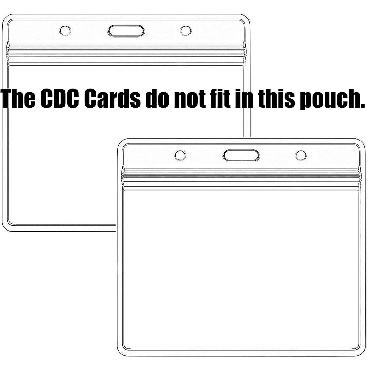 Horizontal Name Tag Holders and Metal Badge Clips with Vinyl Strap Waterproof PVC ID Card Holder (Horizontal 2.36x3.74 3PACK)