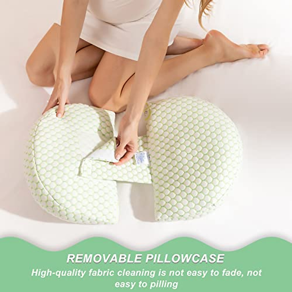 Pregnancy Pillows for Sleeping, Maternity Pillow, Supports The Belly, Back, Hips and Legs of Pregnant Women, Pregnancy Must Haves Body Pillow, Adjustable and Removable Pillowcase,Golden.