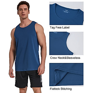 TELALEO 5 Pack Men's Workout Tank Tops Sleeveless Mesh Muscle Gym Shirt Quick Dry Black/Gray/Charcoal/Navy/Blue M