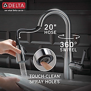 Delta Faucet Essa Bar Faucet Brushed Nickel, Bar Sink Faucet Single Hole, Wet Bar Faucets with Pull Down Sprayer, Prep Sink Faucet, Faucet for Bar Sink, Arctic Stainless 9913-AR-DST