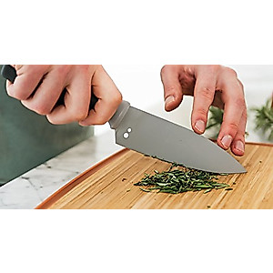 Berghoff Leo Ceramic Coated Non-Stick Small Chefs Knife with Herb Stripper, 14cm, Stainless Steel, Grey, 6 x 26.5 x 2 cm