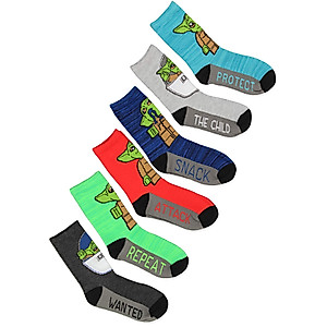 LEGO Star Wars Baby Yoda Kids Toddler 6 pack Crew Socks Set (Medium (6-8), Multi)