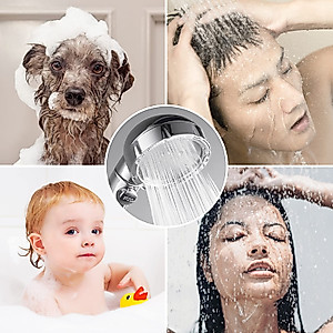 HANLIAN High Pressure Shower Head with Pause Function, 3 Spray Settings Handheld Shower Head with On Off Switch, Watersaving Detachable Showerhead with 5Ft Stainsteel Hose and ABS Bracket (Chrome)