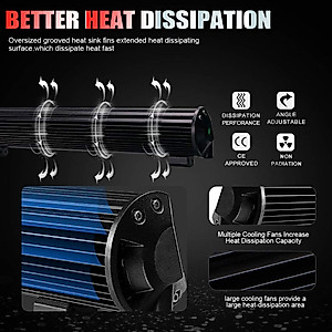 TURBO SII 12 Inch LED Light Bar Spot Flood Combo Beam 180W Double Row Light Bar Off Road Driving Led Work Lights for UTV ATV Truck Boat Waterproof