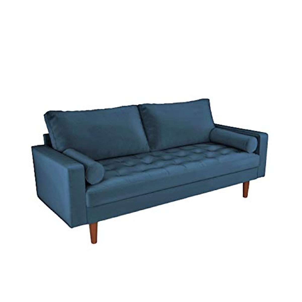 Container Furniture Direct Womble Modern Velvet Upholstered Living Room Diamond Tufted Chesterfield Sofa with Gleaming Nailheads, Ross Blue
